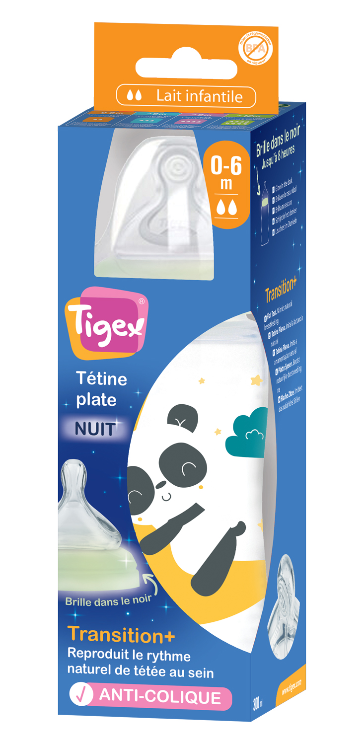 Biberon TRANSITION+ 300ml Nuit phosphorescent - Tigex
